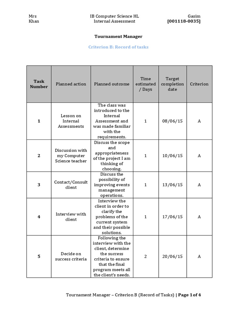 Criterion B - Record of Tasks | PDF | Graphical User Interfaces ...
