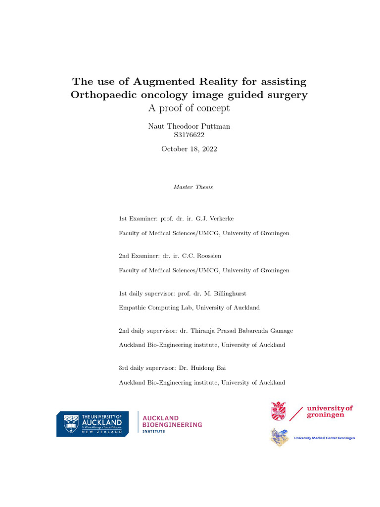 Puttman 2022 Thesis | PDF | Augmented Reality | Ct Scan