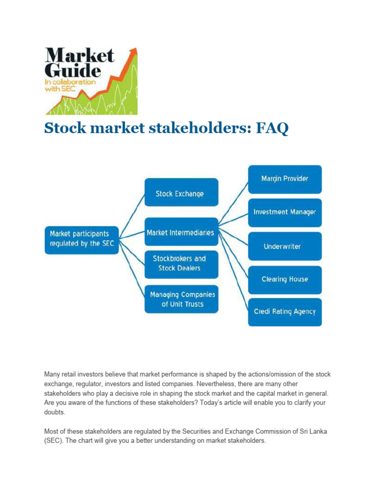 Stock Market Stakeholders 1 | PDF | Securities (Finance) | Investment Fund