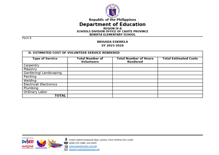 2025 Brigada Form 5 | PDF
