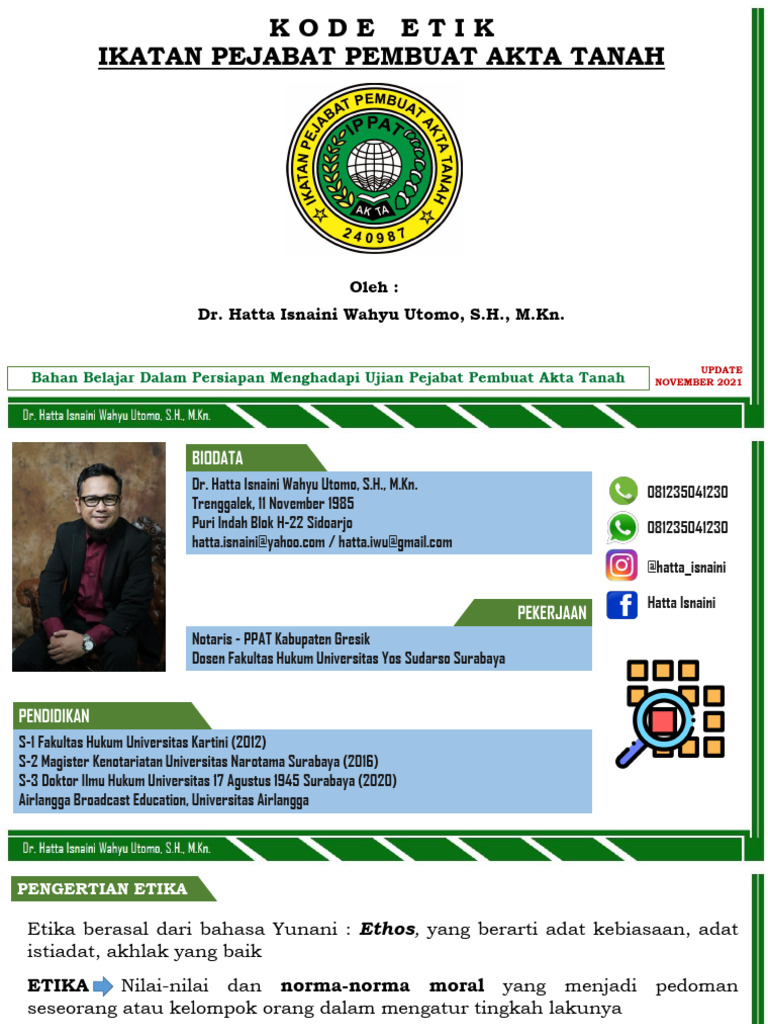 Kode Etik PPAT dan IPPAT 2021 | PDF