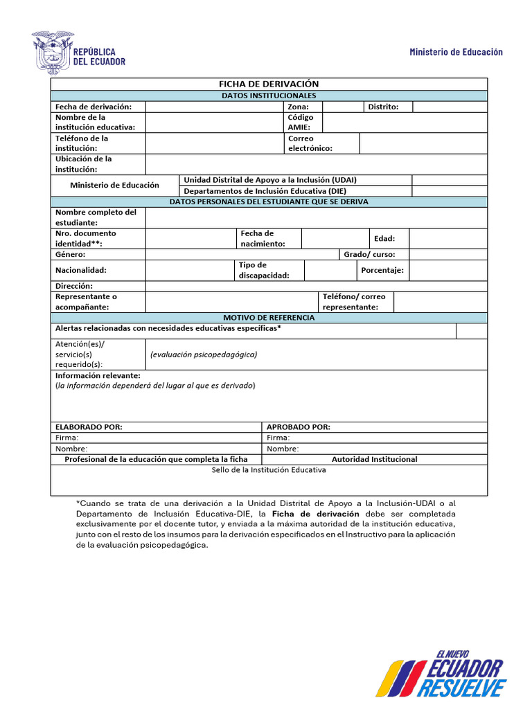 Ficha de Derivación Udai | PDF