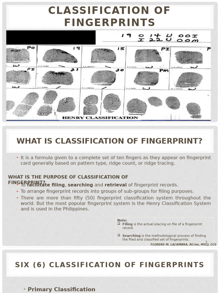 Classification of Fingerprintsupdated | PDF | Fingerprint | Hand
