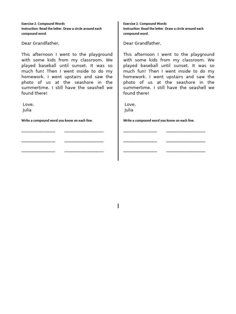 Compound Word - Exercise 2 | PDF