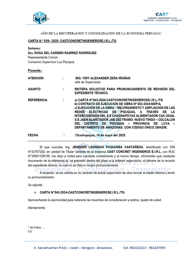CARTA N°35 - Solicitud Abs. Revisión Exp. | PDF