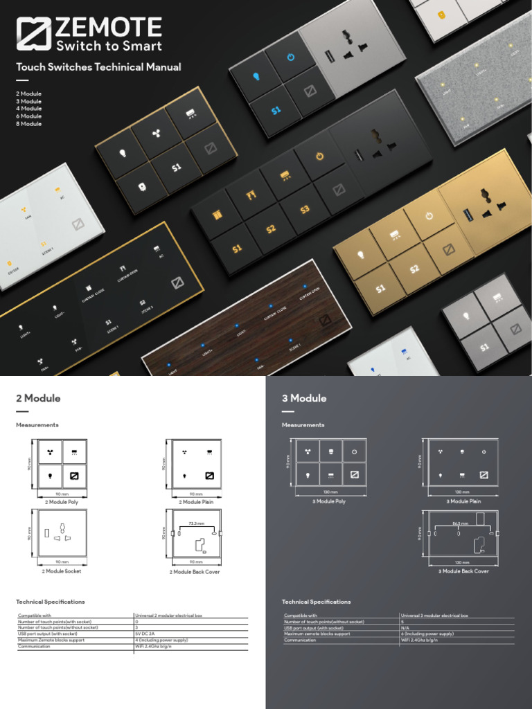 Touch Switches Technical Manual Guide | PDF | Power Supply | Wi Fi