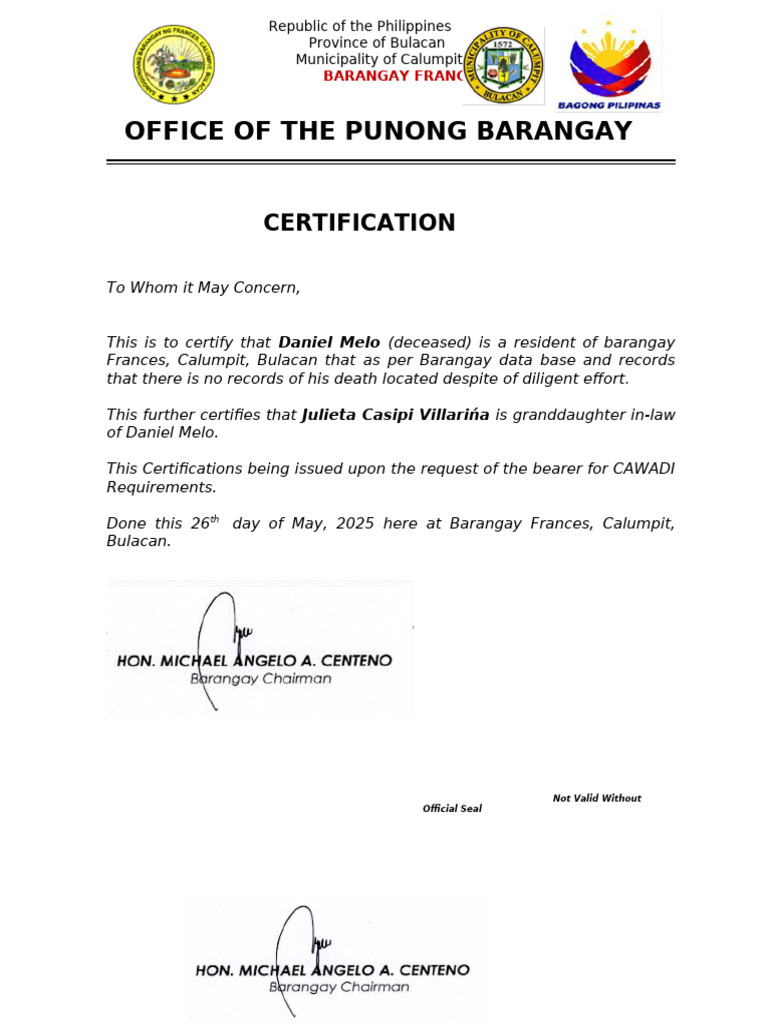 New Certification Relatives Kap Mikel | PDF