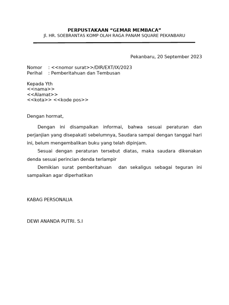 Surat Pemberitahuan | PDF