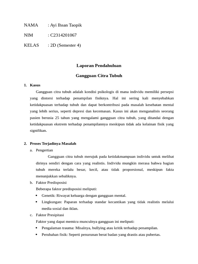 Ayi Ihsan Taopik - LP Gangguan Citra Tubuh | PDF