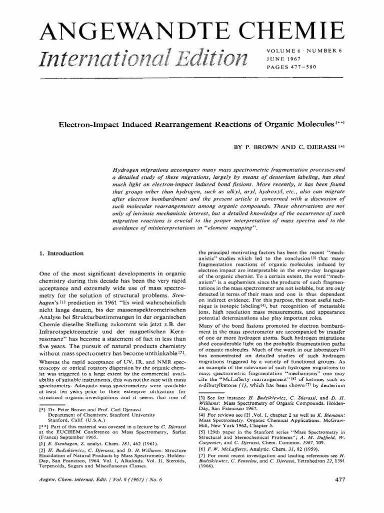 Angew Chem Int Ed Engl - June 1967 - Brown - Electron Impact Induced Rearrangement Reactions of ...
