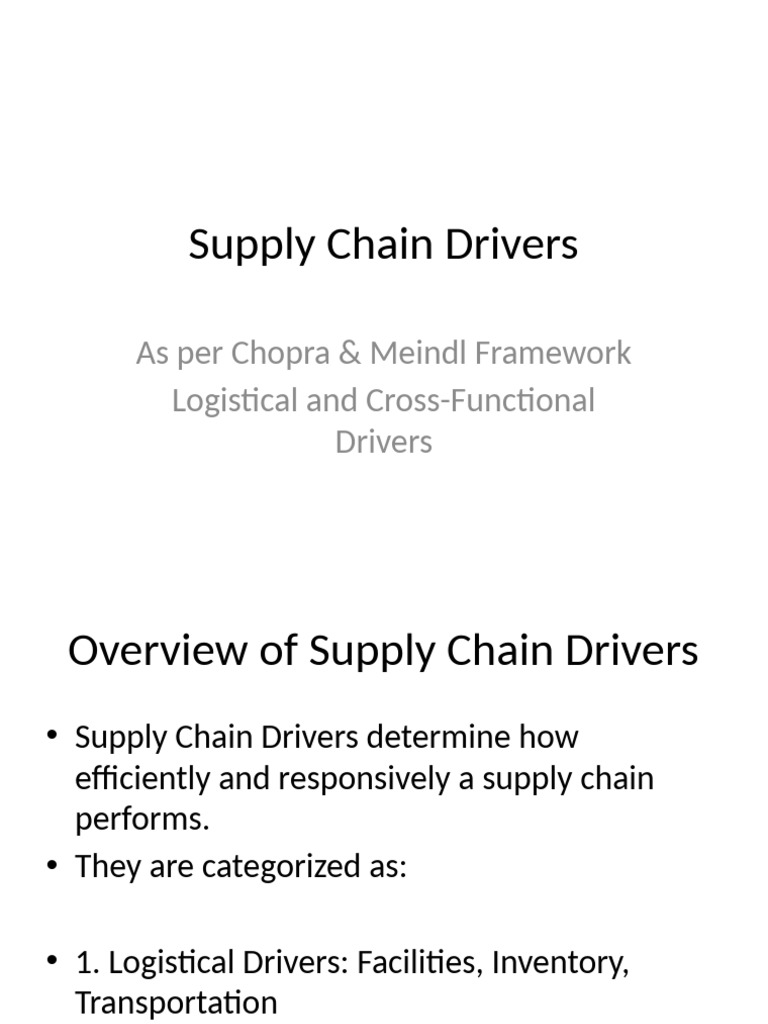 Key Drivers of Supply Chain Efficiency | PDF