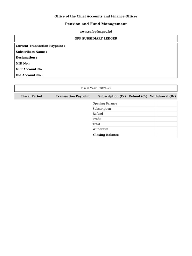 GPF Subsidiary Ledger 1744258508 | PDF