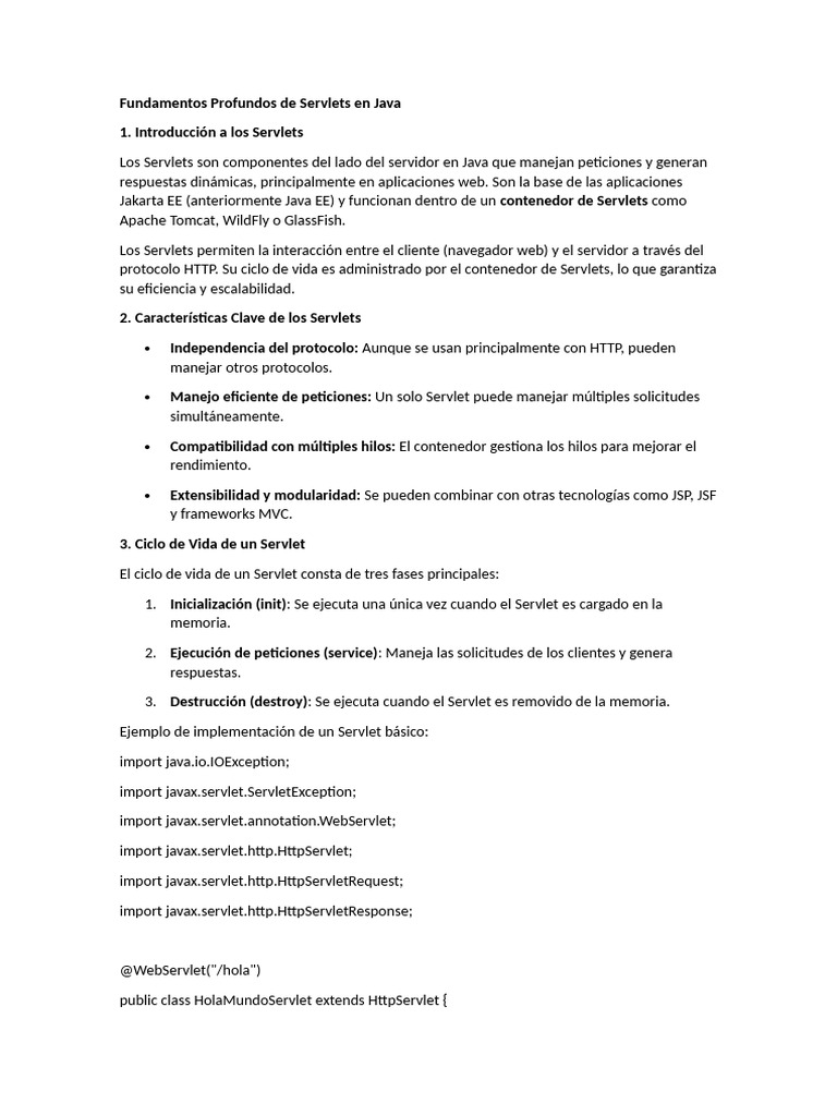 Fundamentos Servlets en Java | PDF | Java (lenguaje de programación) | Informática