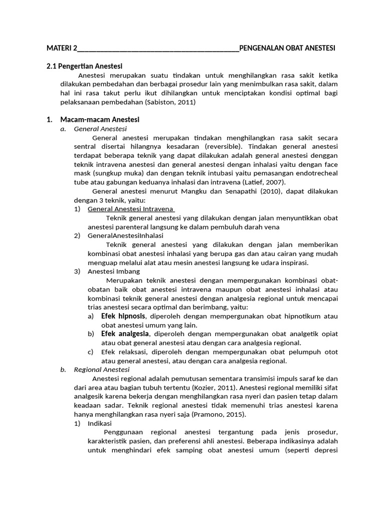 Pengenalan obat Anestesi | PDF