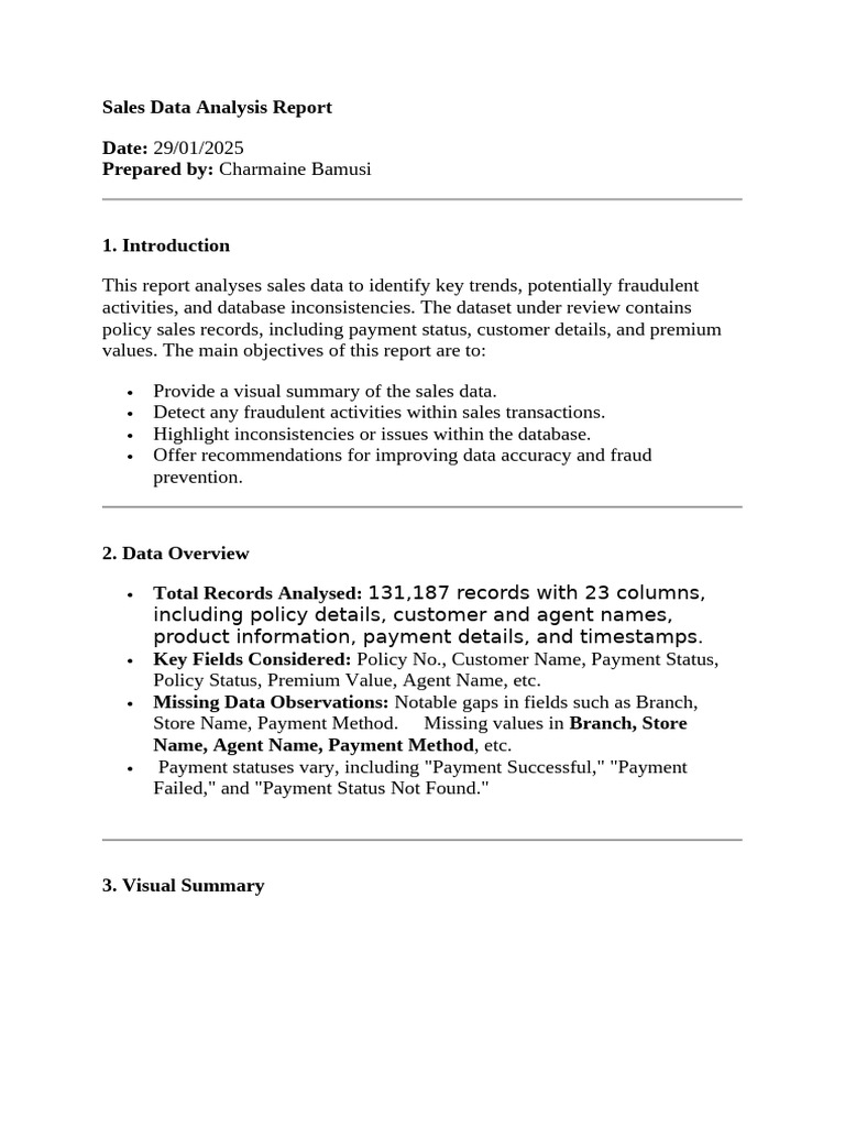 Sales Data Analysis & Fraud Detection Report | PDF | Data Quality ...