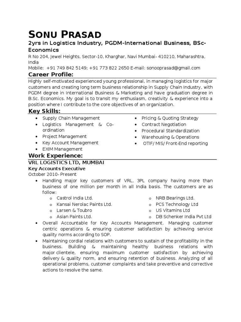 Sonu Prasad | PDF | Logistics | Supply Chain Management