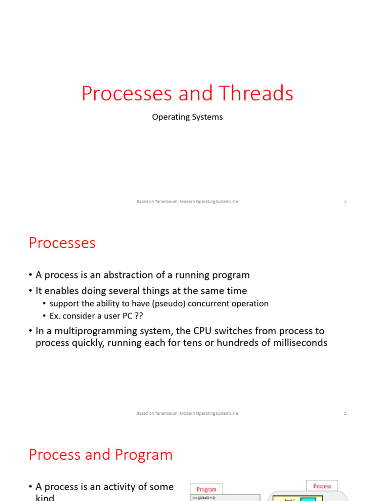 OS 02 Processes and Threads | PDF | Process (Computing) | Thread (Computing)