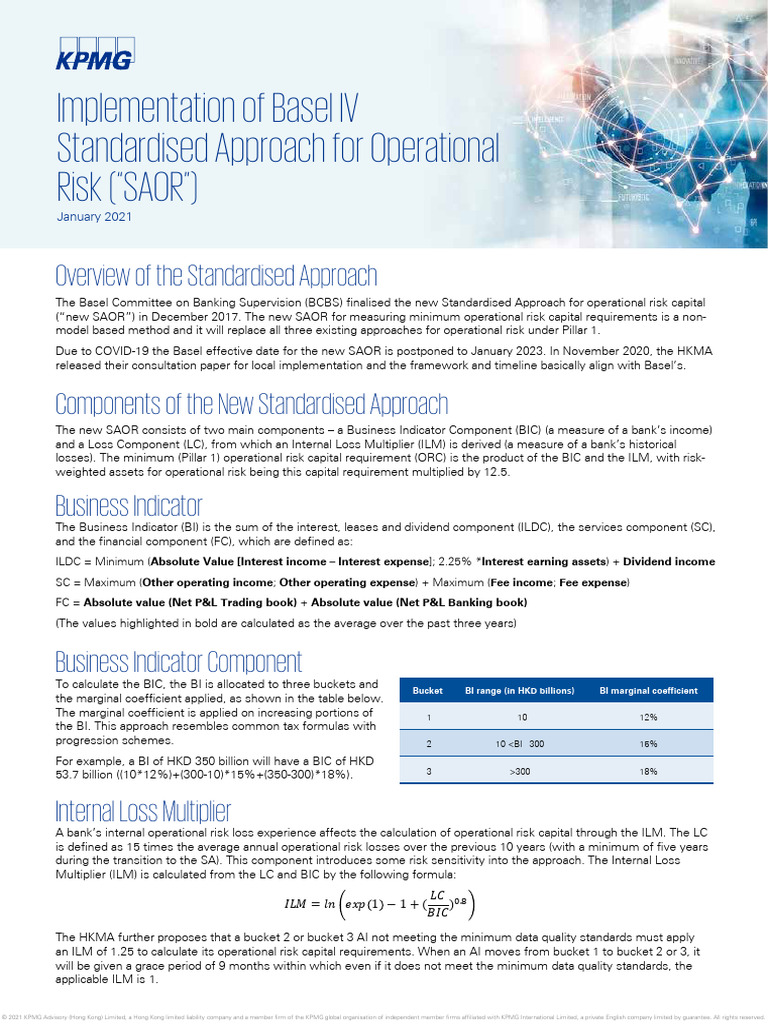 Implementation of Basel IV Standardised Approach of Operational Risk | PDF | Operational Risk ...