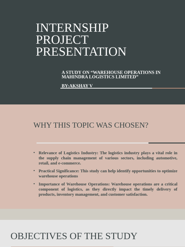 Internship Project Presentation "On The Warehouse Operations in Mahindra Logistics Limited ...
