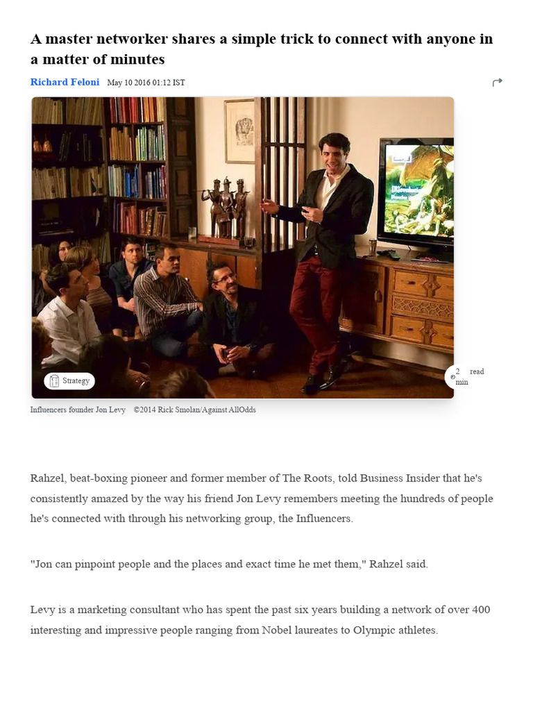 A Master Networker Shares A Simple Trick To Connect With Anyone in A ...