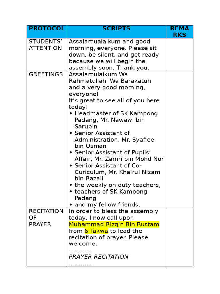 Mc Text For Assembly English Pdf Malaysia
