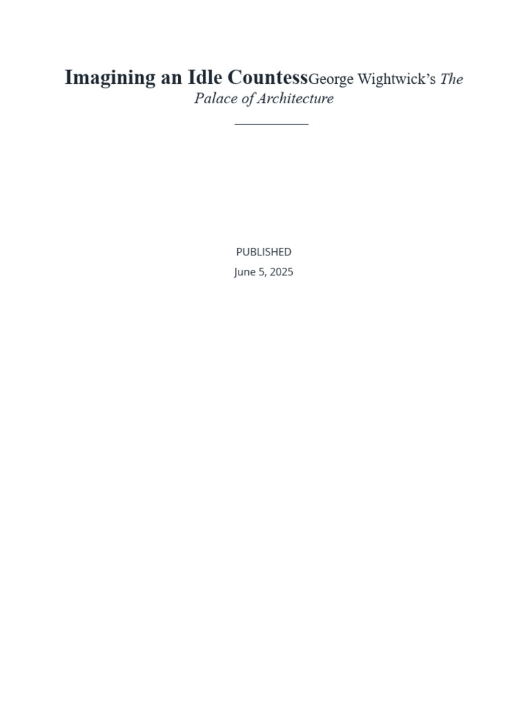 Imagining An Idle CountessGeorge Wightwick | PDF