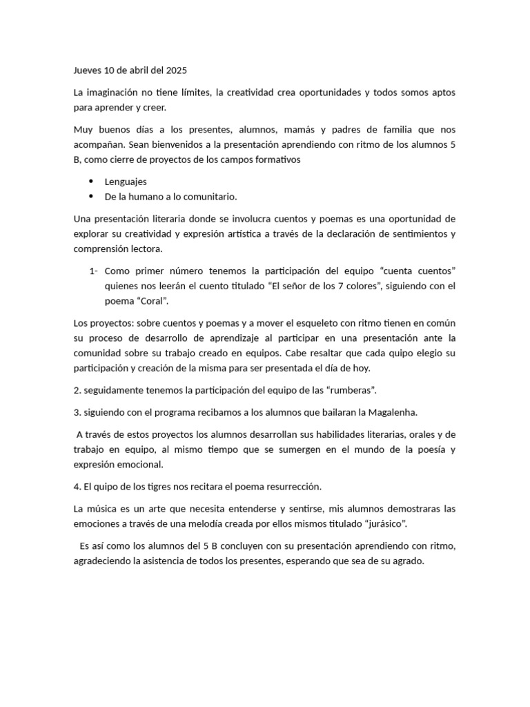 Programa Cierre de Proyecto | PDF