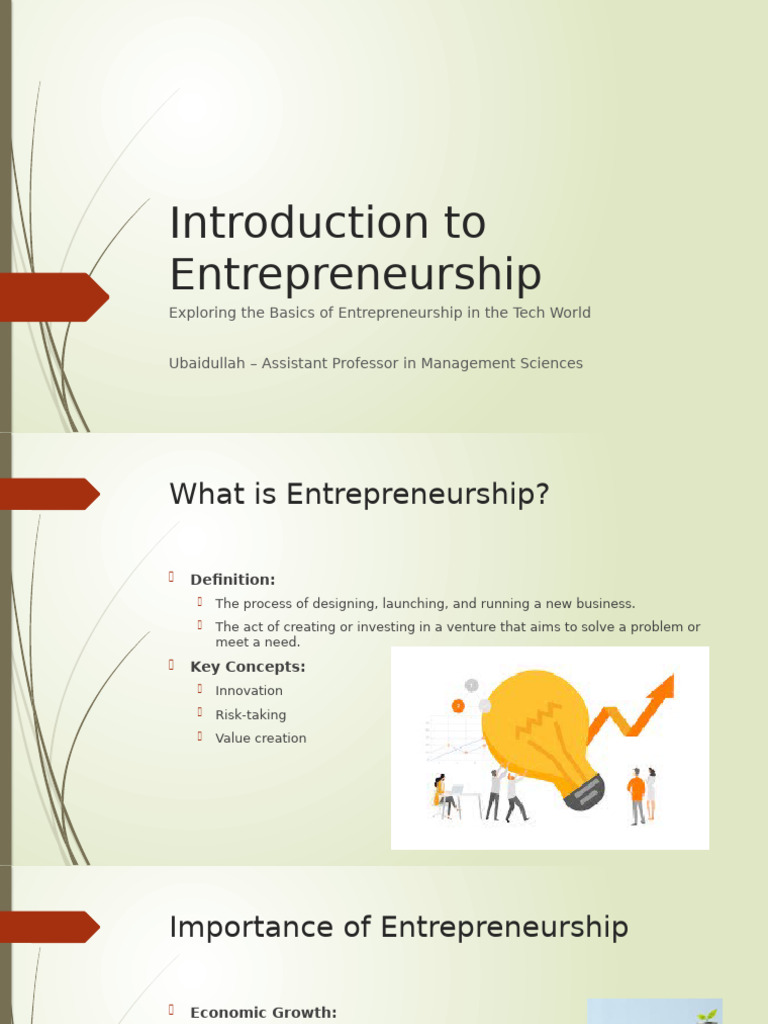 An Introduction To Entrepreneurship | PDF | Entrepreneurship | Startup ...