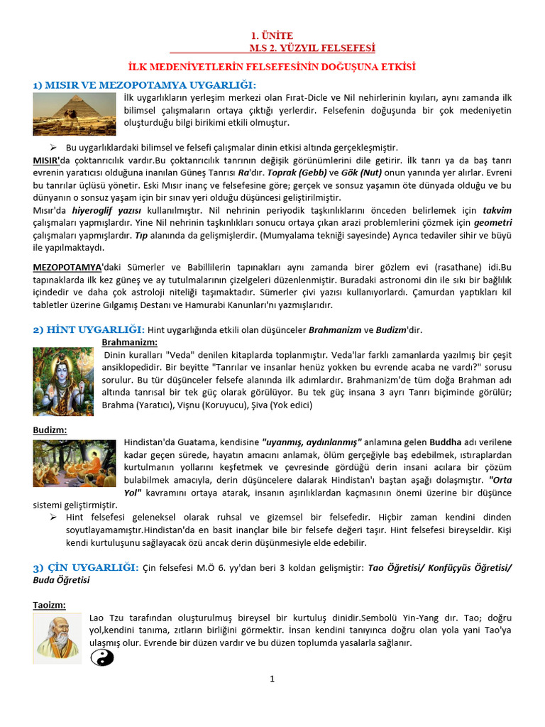 Felsefe Notlari Tüm Üni̇teler 11 | PDF