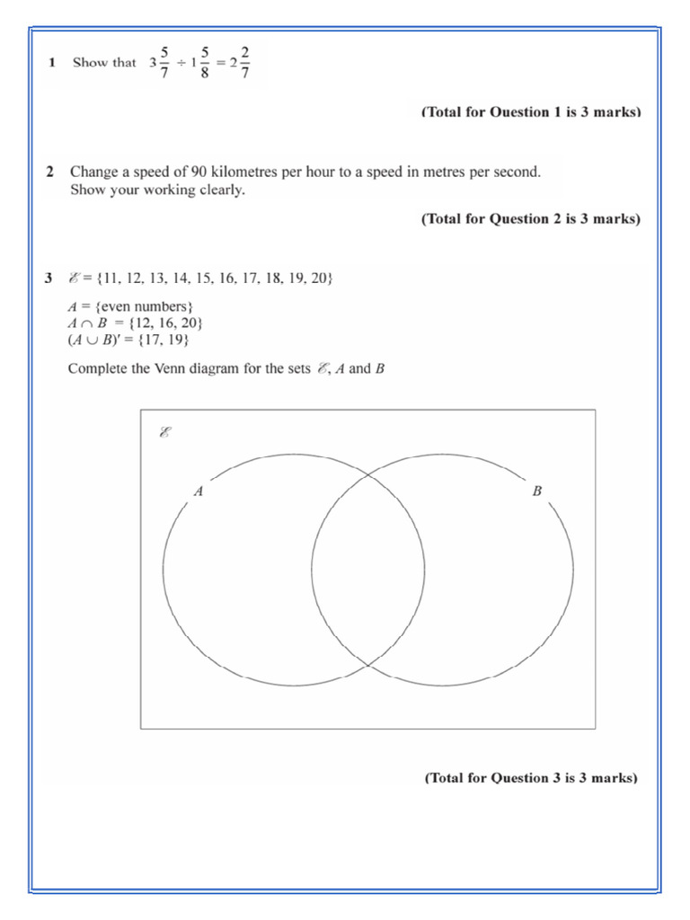 Edexcel IGCSE Sample Paper (Higher Tier) - 1 Hr. Exam | PDF