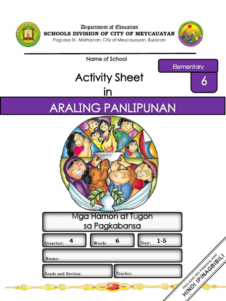 Araling Panlipunan 6: Activity Sheet in | PDF