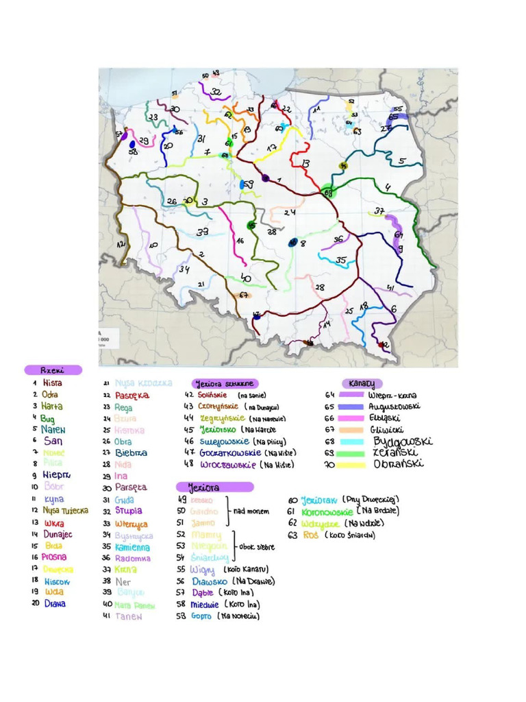 Rzeki I Jeziora Polski Mapa | PDF