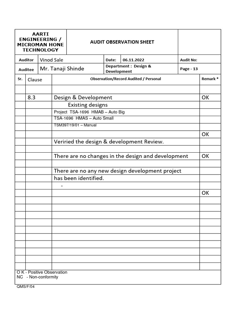 Audit Observation Page 13 | PDF