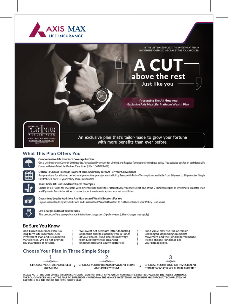 Axis Max Life Platinum Wealth Plan | PDF | Insurance | Life Insurance