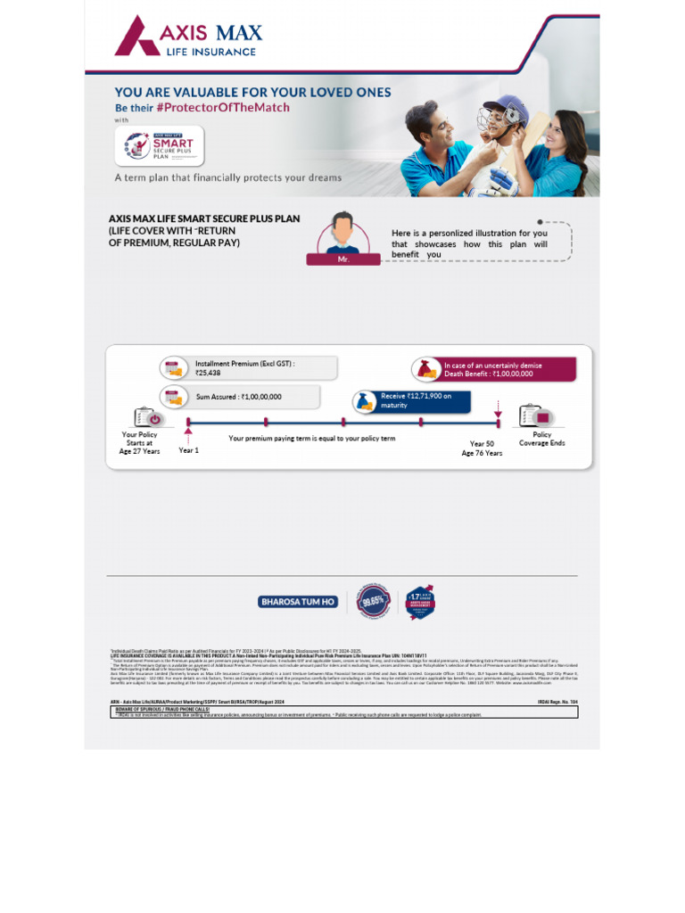 Axis Max Life Smart Secure Plus Plan | PDF | Insurance | Life Insurance