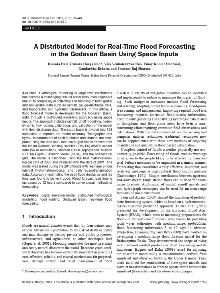 Real-Time Flood Forecasting Model for Godavari | PDF | Flood | Drainage ...