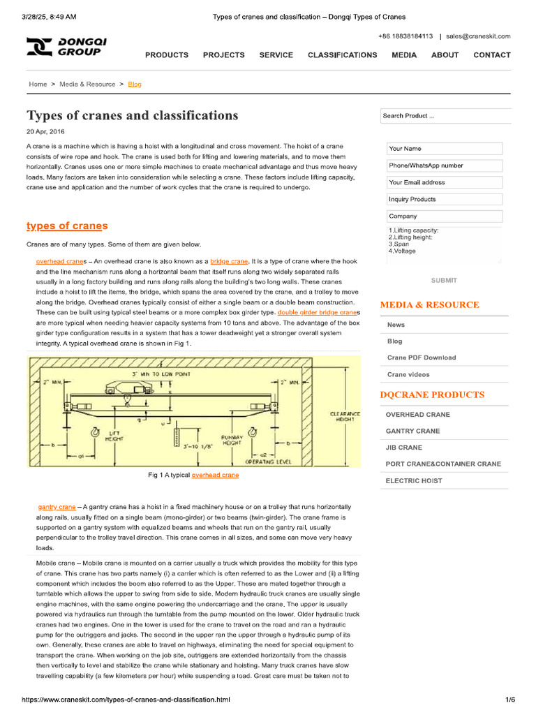 Classification of Cranes | PDF