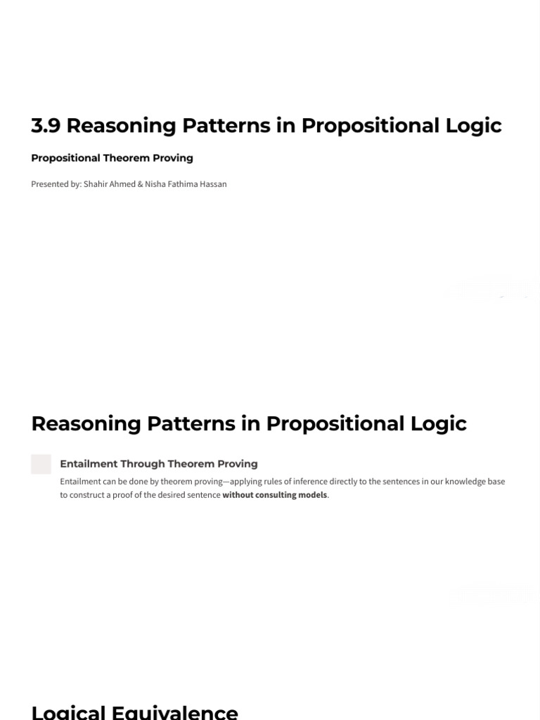 Reasoning Patterns in Propositional Logic | PDF | Contradiction | Metalogic