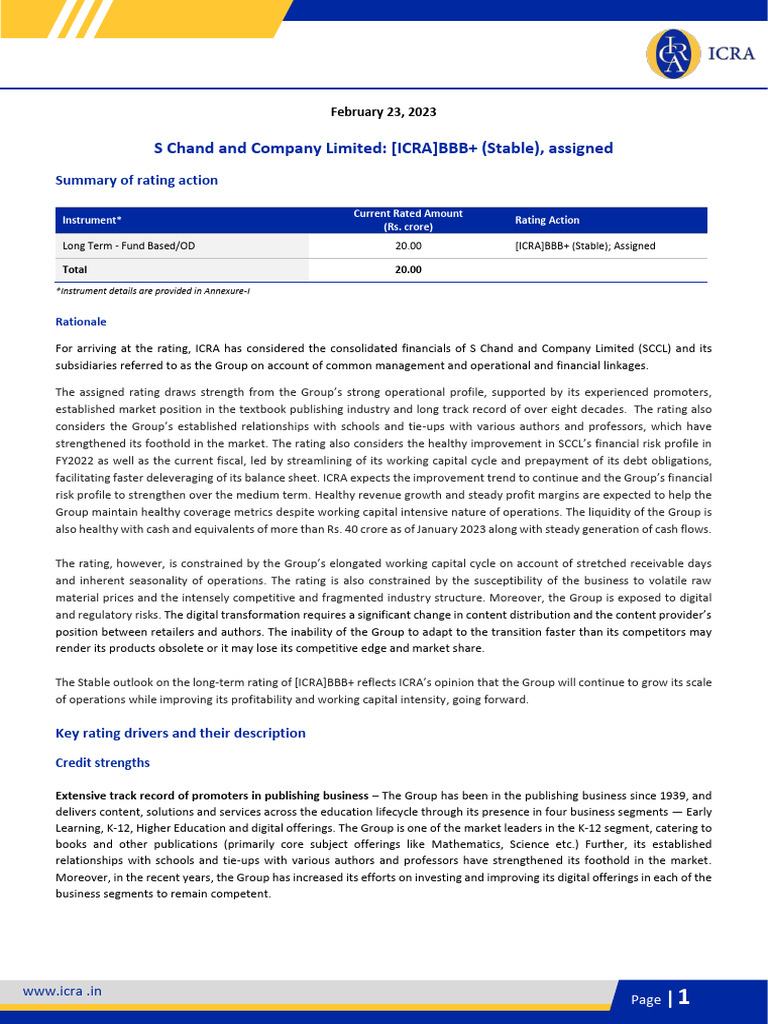 S Chand and Company Limited | PDF | Credit Rating Agency | Debt