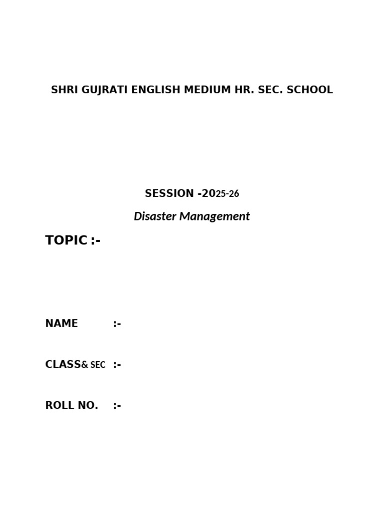 Disaster Management Project Cover Page | PDF