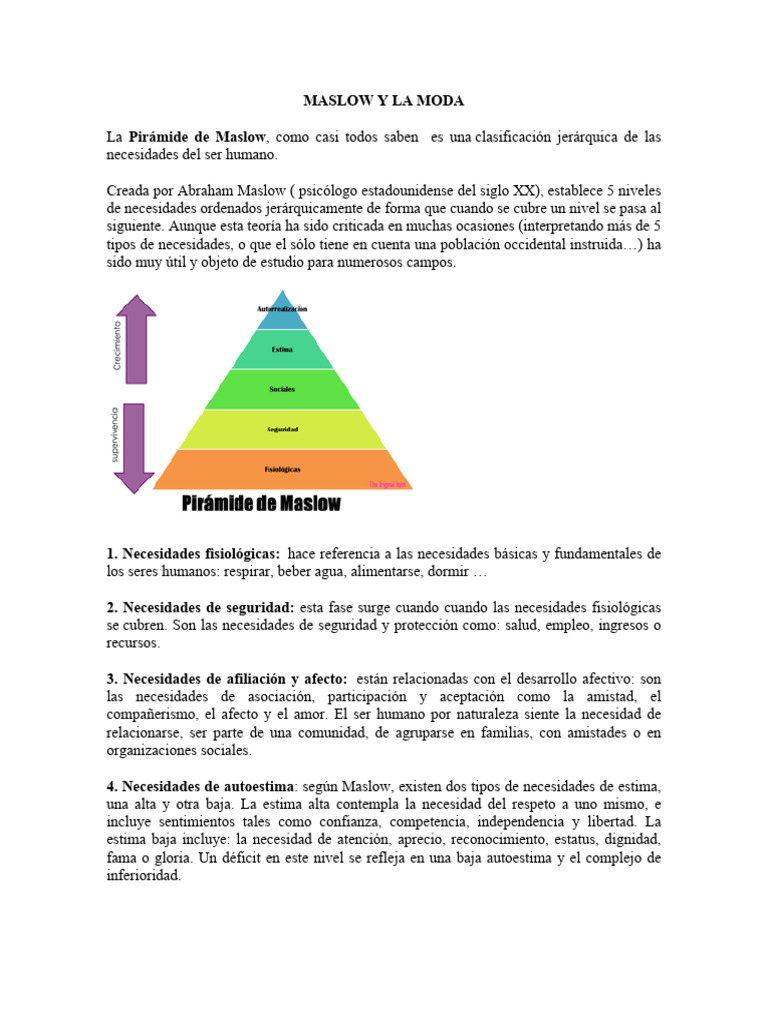 Piramide de Maslow 2025 | PDF | Conceptos psicologicos | Ciencias del comportamiento