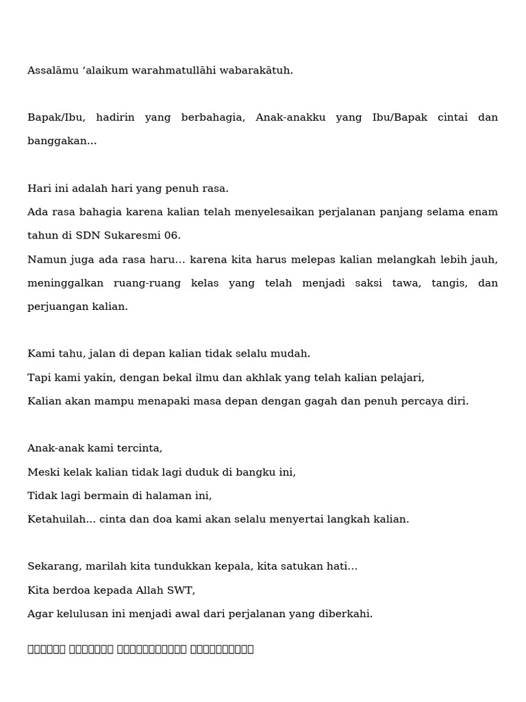 Doa Kelulusan Kelas 6 SDN Sukaresmi 06 | PDF