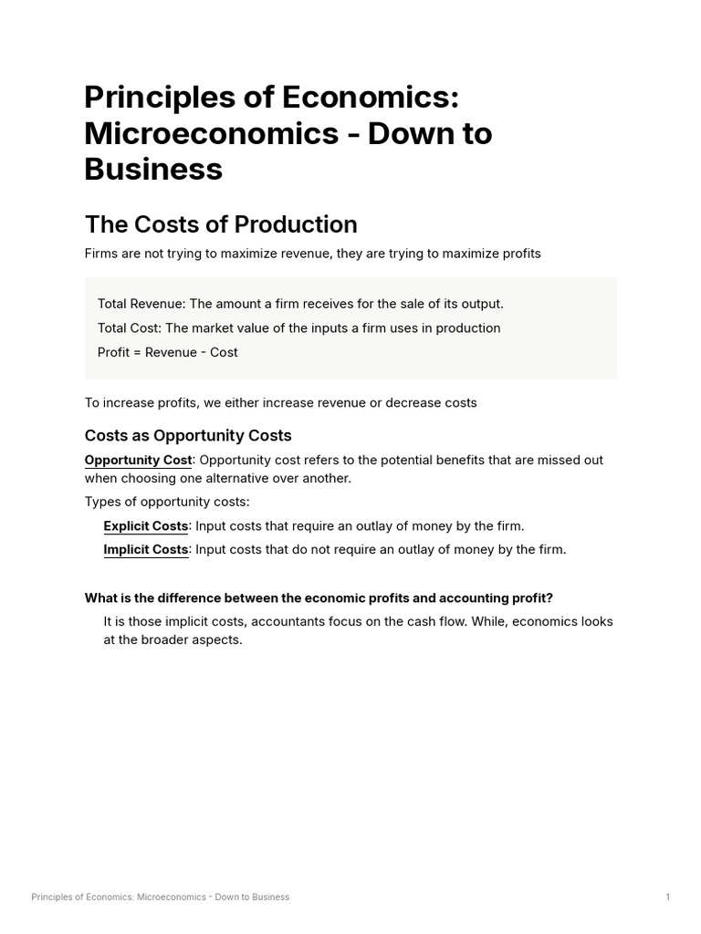 Principles of Economics Microeconomics - Down To Business | PDF ...