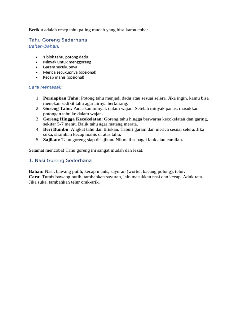 Resep Nasgor Simple | PDF