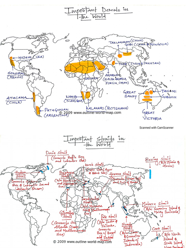 World Geography - Mountain Ranges Deserts and Straits | PDF
