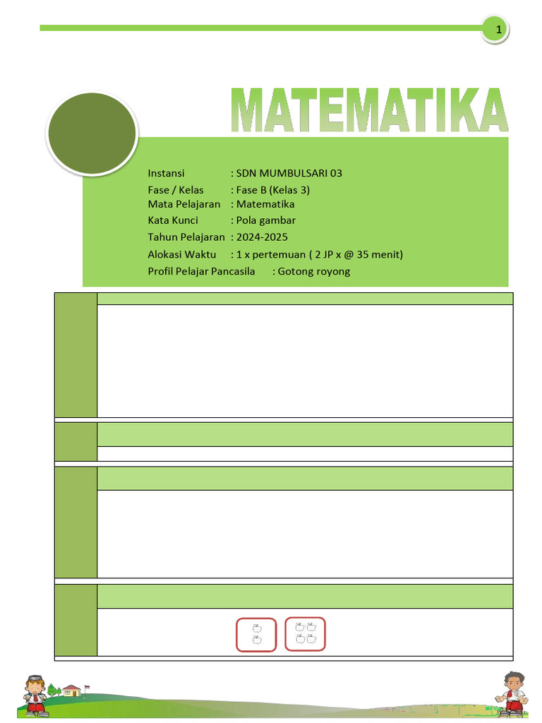 RPP 1 Matematika Kelas 3 - PKM | PDF