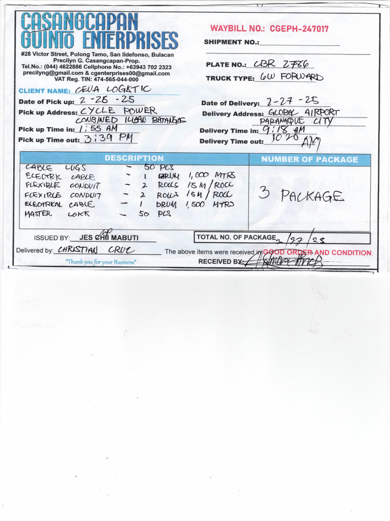 Waybill 247017 | PDF