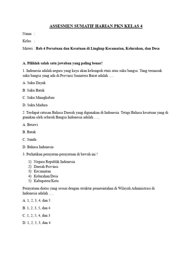 UH PKN BAB 4-Semester Genap 2024-2025 | PDF