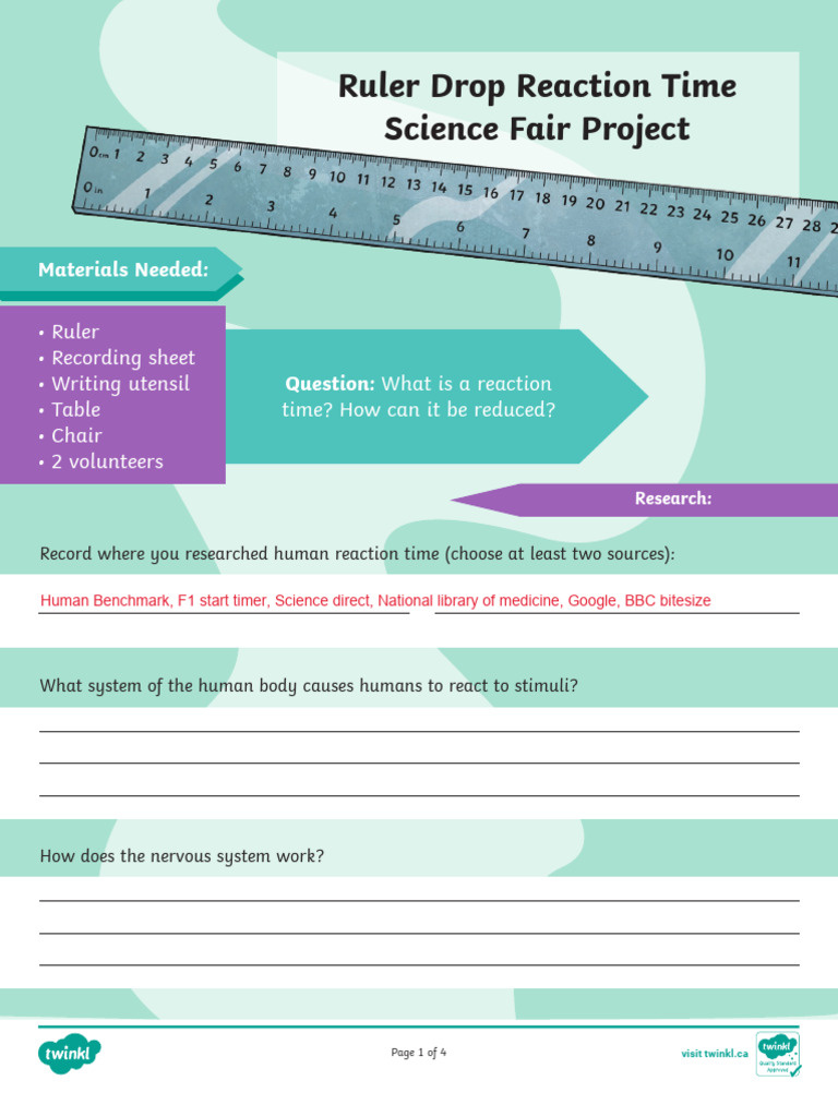 Ruler Drop Reaction Time Experiment | PDF | Mental Chronometry | Experiment