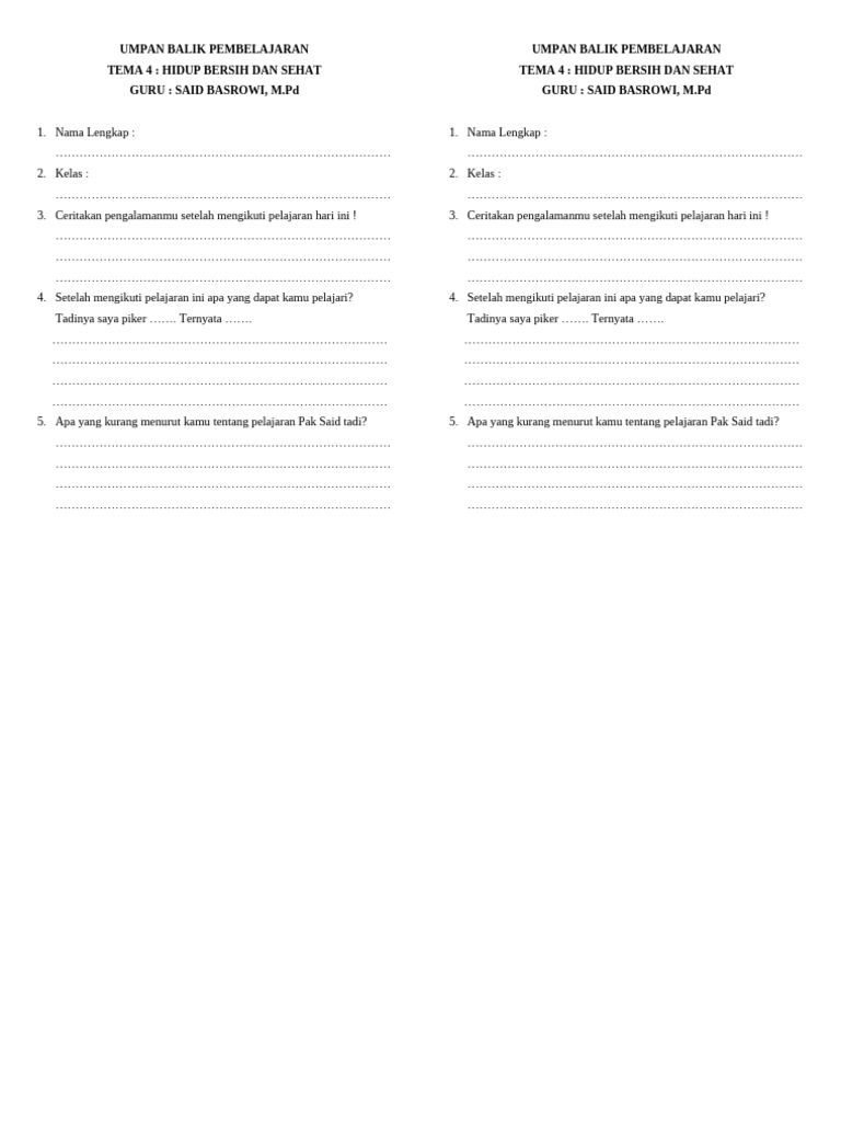 Umpan Balik Pembelajaran | PDF